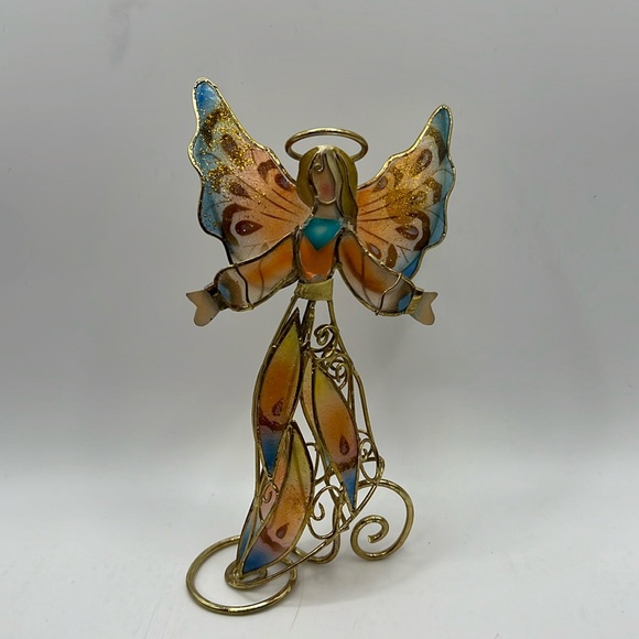 Accents | Angel Figurine Ornament Shell Orange Art Decor Halo Shell Mcm ...